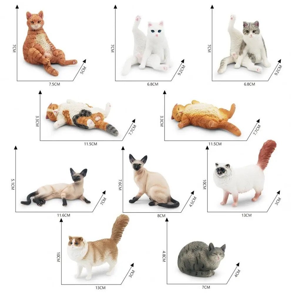Realistic Cat Figurines - Cute PVC Miniatures for Kids Room, Home Decor ...