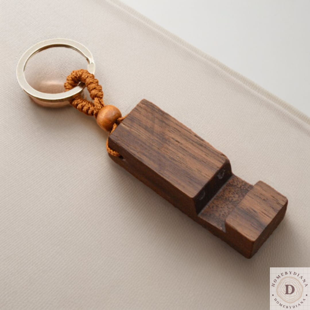 Wooden Phone Stand Keychain - Compact, Travel-friendly, Multifunctional ...