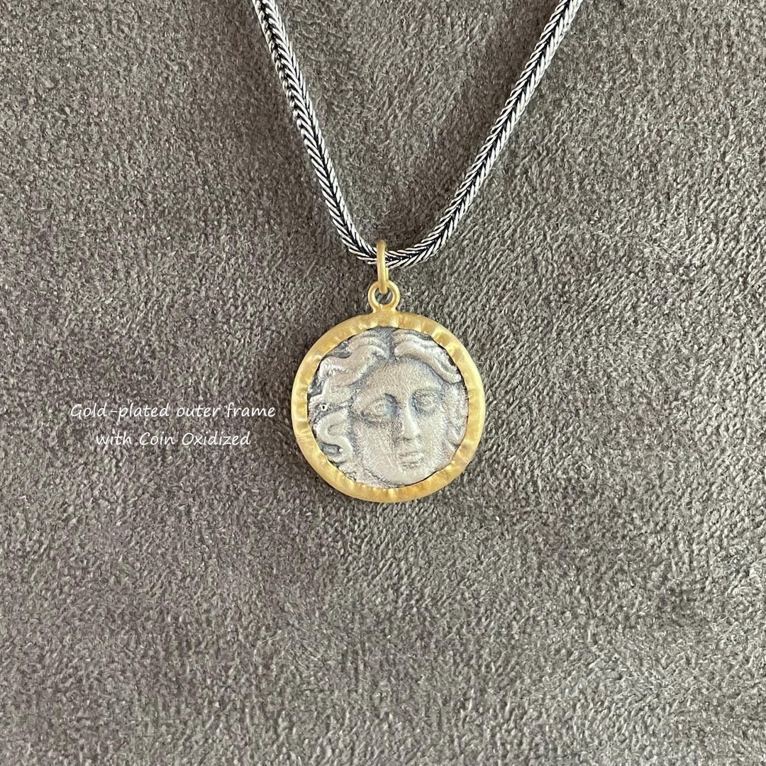 Helios Replica Coin, 925K Sterling Silver Bud Rose Necklace, Antique ...