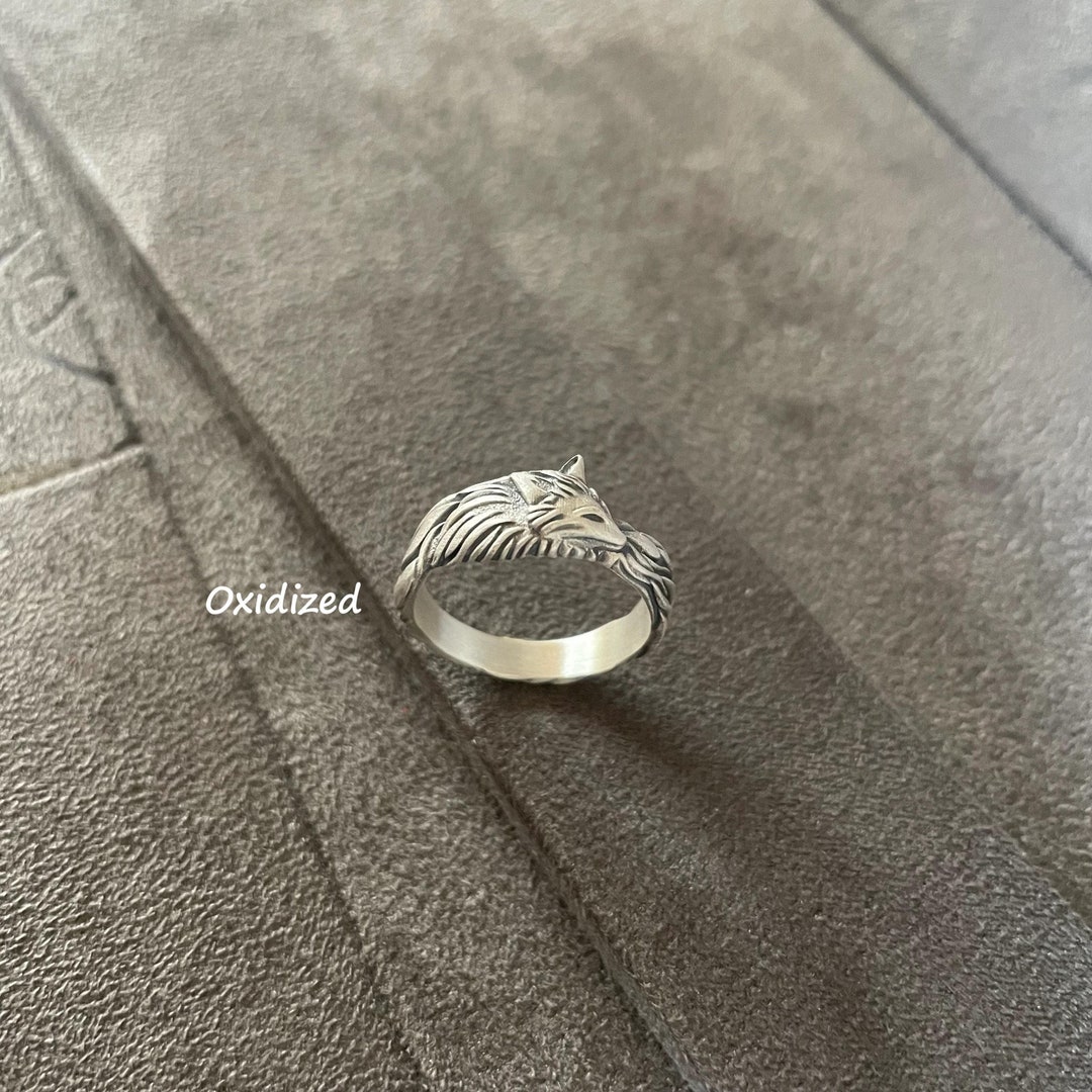 Fox Ring, Sterling Silver Unique Animal Ring, Handmade Men Band Ring ...