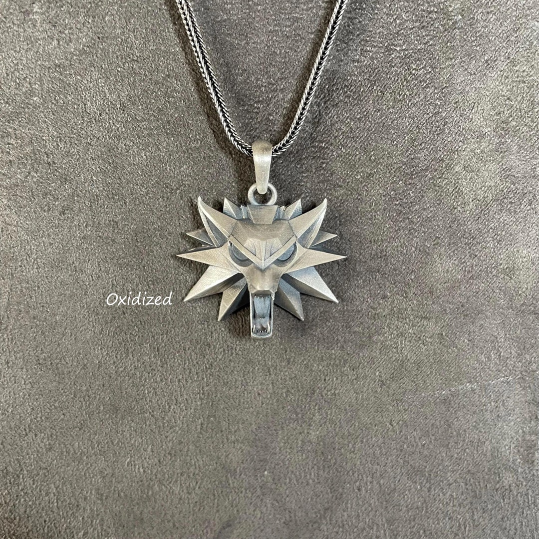Wolf Scholl Pendant, Sterling Silver Wolf School, Witcher Necklace, the ...