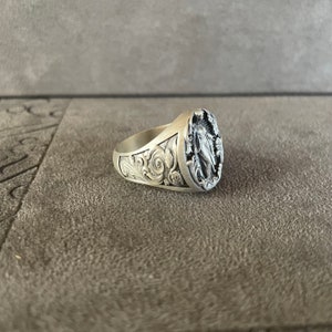 Virgin Mary Ring, Sterling Silver Our Lady of Grace Ring, Miraculous ...