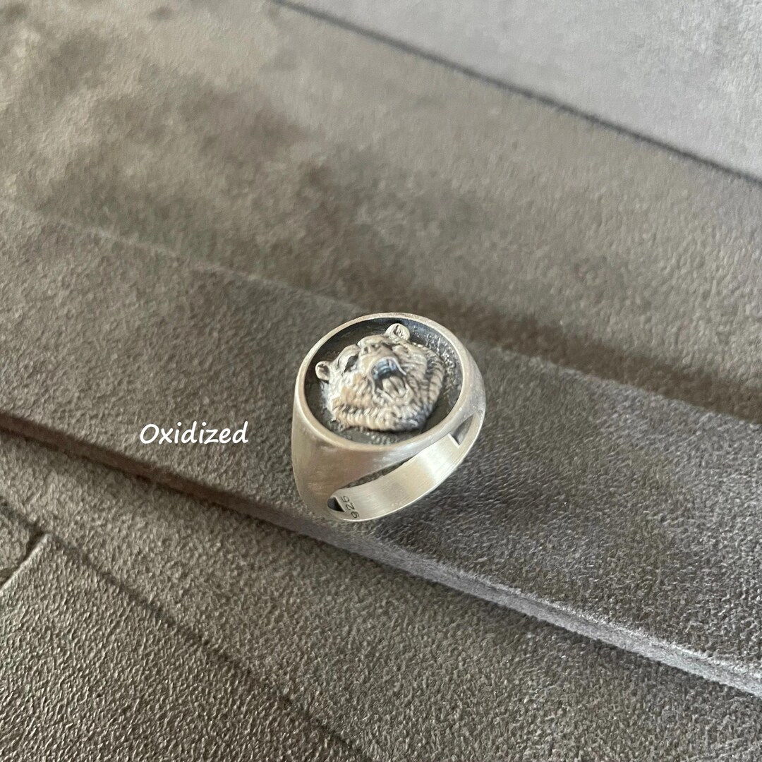 Bear Ring, Sterling Silver Roaring Bear Ring, Wild Bear Jewelry ...