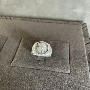 Winged Eagle Ring, Sterling Silver Eagle Ring for Men, Eagle Head Ring, Statement Ring, Engraved ...