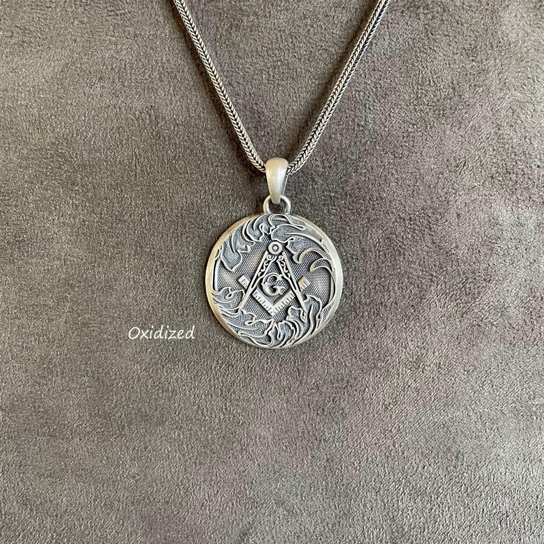 Masonic Pendant Sterling Silver Masonic Necklace, Mason Symbols, Eye ...