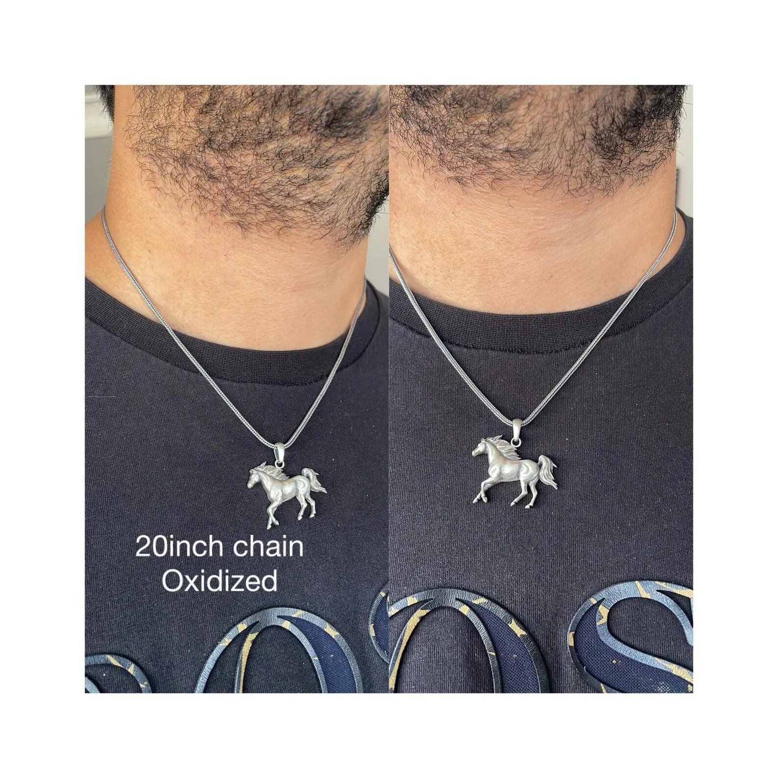Sterling Silver Running Horse Necklace, Prancing Mane Detail, Animal ...