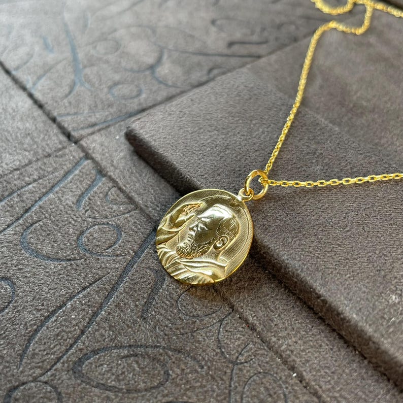 Real Gold Padre Pio Necklace, 14K Religious Necklace, Catholic ...