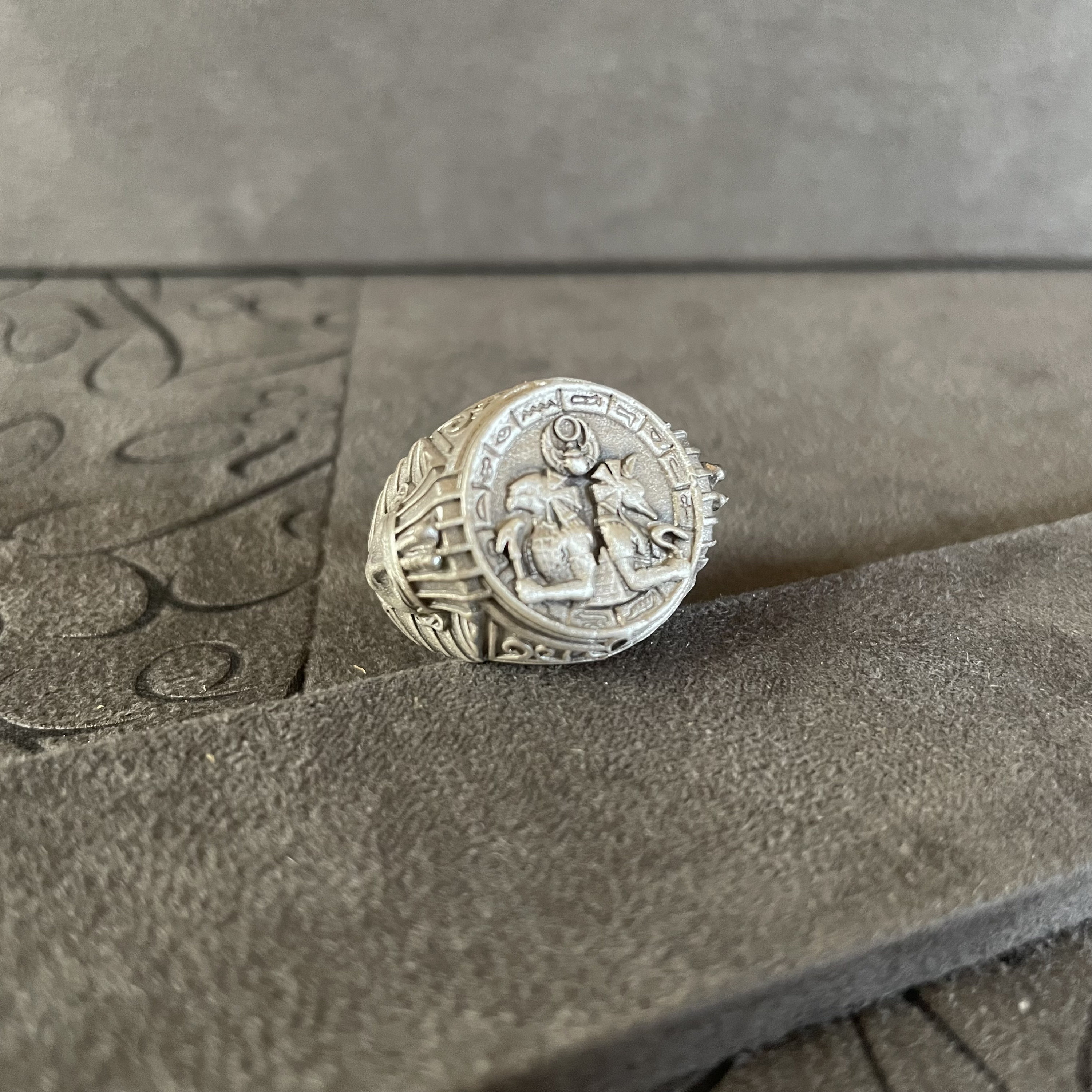Horus Anubis Ring, Sterling Silver Ankh Signet Ring, Mythology Jewelry ...