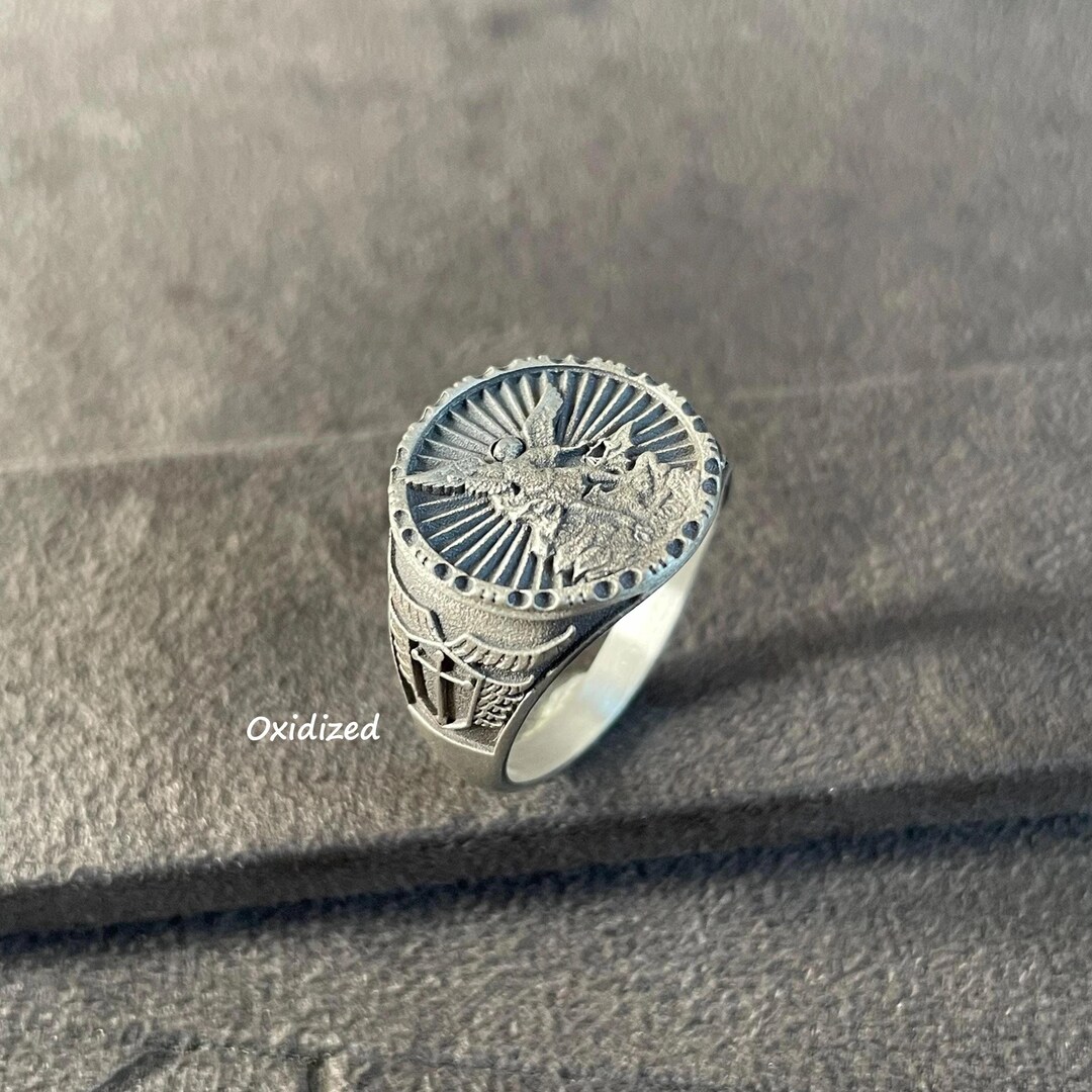 Saint Michael Archangel Ring, Sterling Silver St. Michael Ring, Patron ...