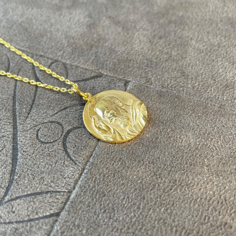 Real Gold Padre Pio Necklace, 14K Religious Necklace, Catholic ...