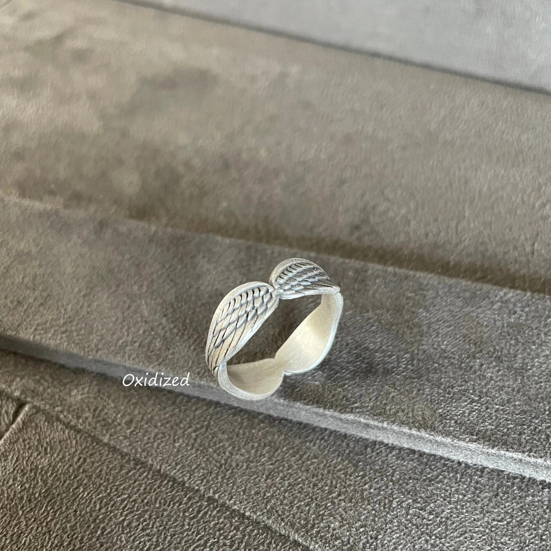 Angel Wings Ring, Sterling Silver Thick Band Ring, Spritual Jewelry ...
