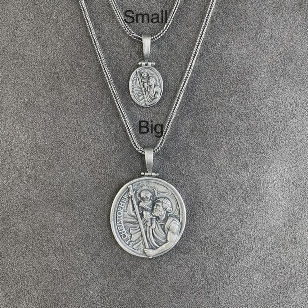 Saint Christopher Pendant, Silver St Christopher Necklace, Christian ...