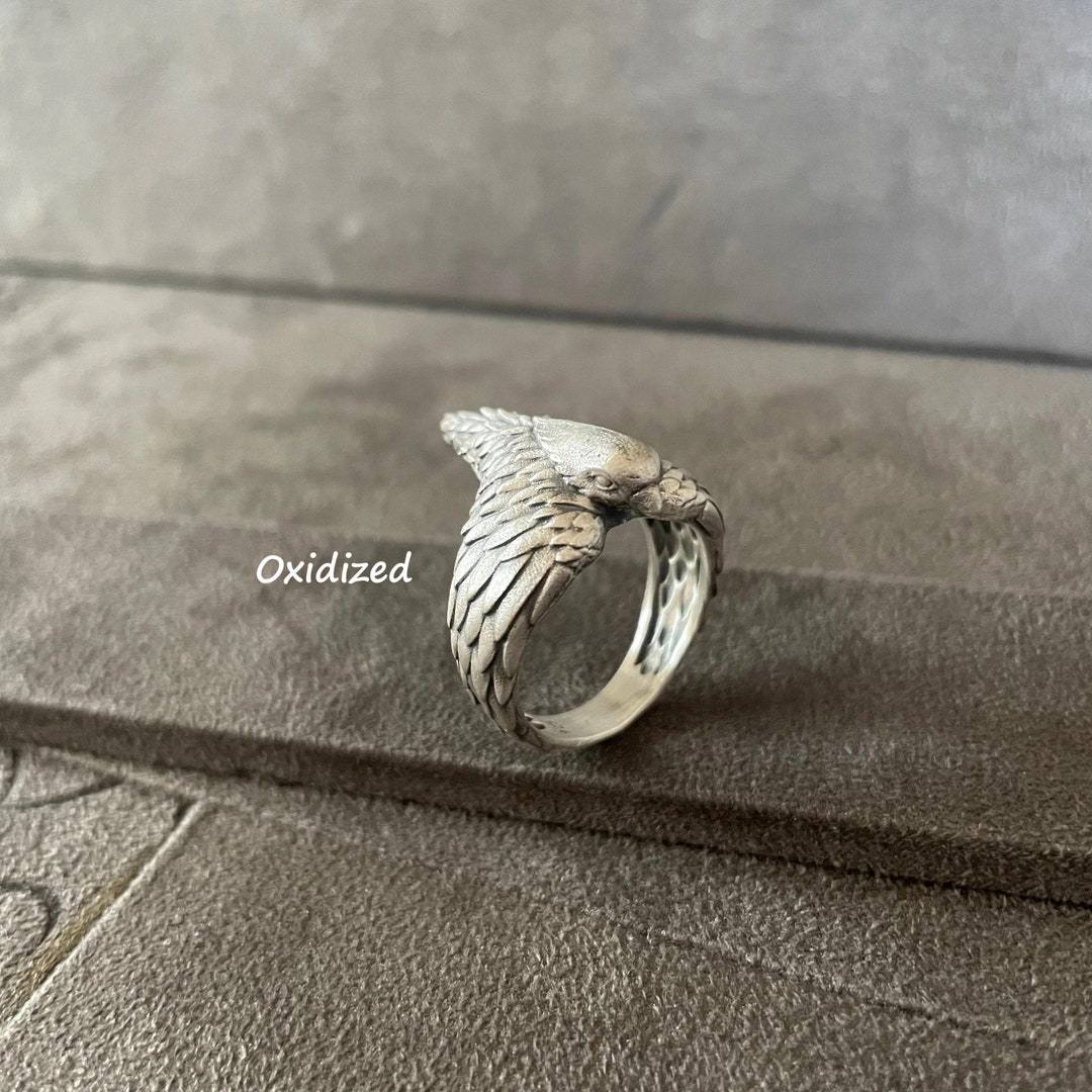 Dove Ring, Sterling Silver Dove Symbol Ring, Flying Bird, Signet Ring ...