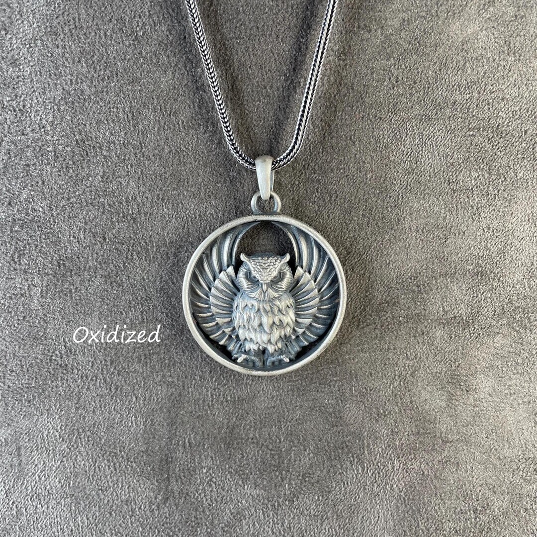 Sterling Silver Owl Pendant Necklace: Athena Bird Amulet - Etsy
