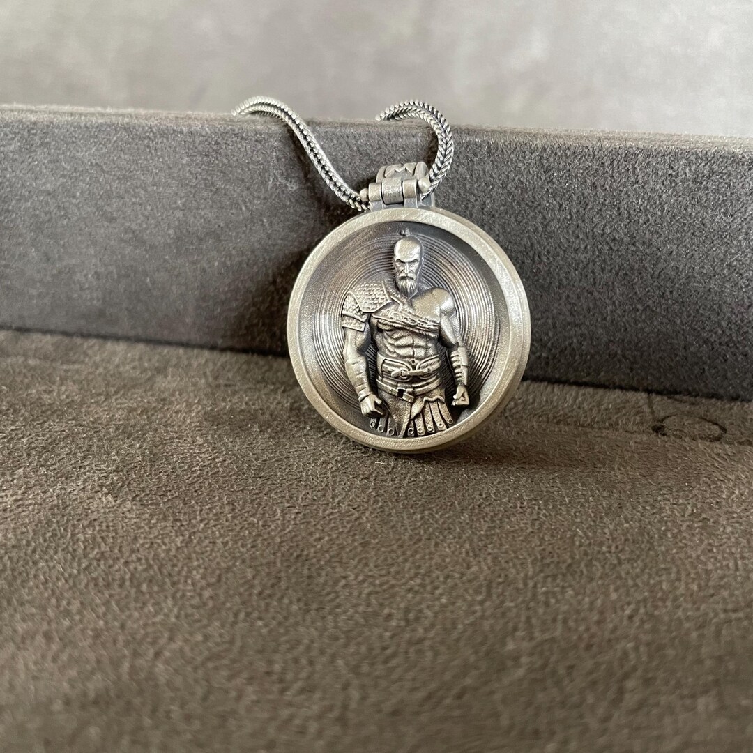 God of War Pendant, Sterling Silver God of War Kratos Necklace, Biker ...
