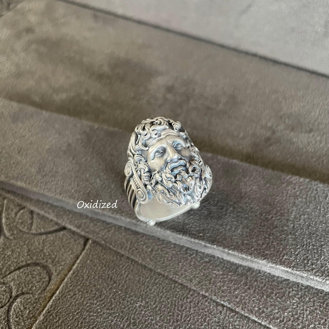 God Zeus Ring, Sterling Silver Zeus Charm, Ancient Greek Mythology ...