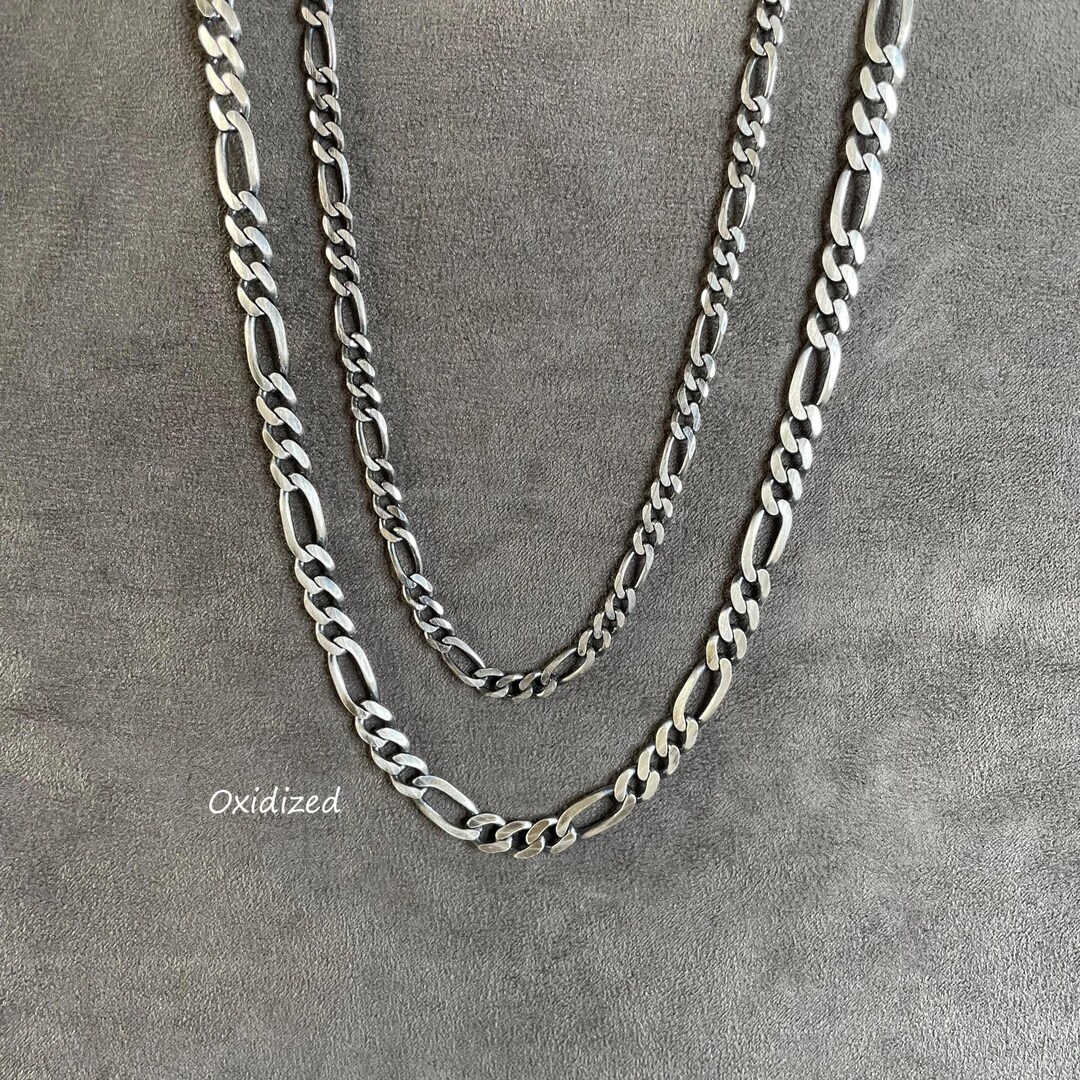 925 Silver Figaro Necklace, Italian Figaro Link Chain UNISEX, Birthday ...