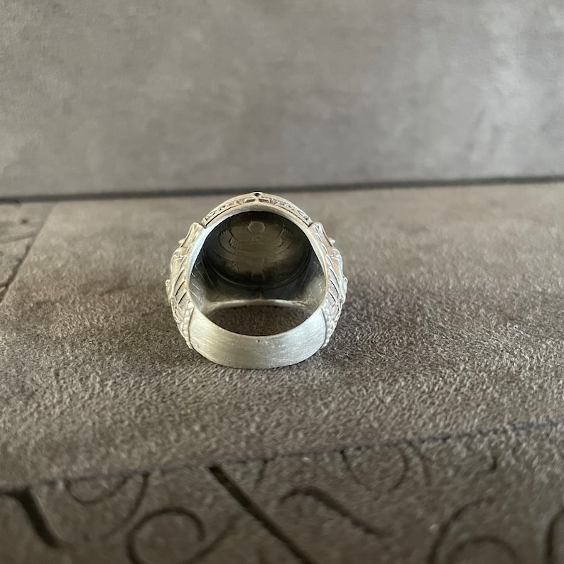 Horus Anubis Ring, Sterling Silver Ankh Signet Ring, Mythology Jewelry ...