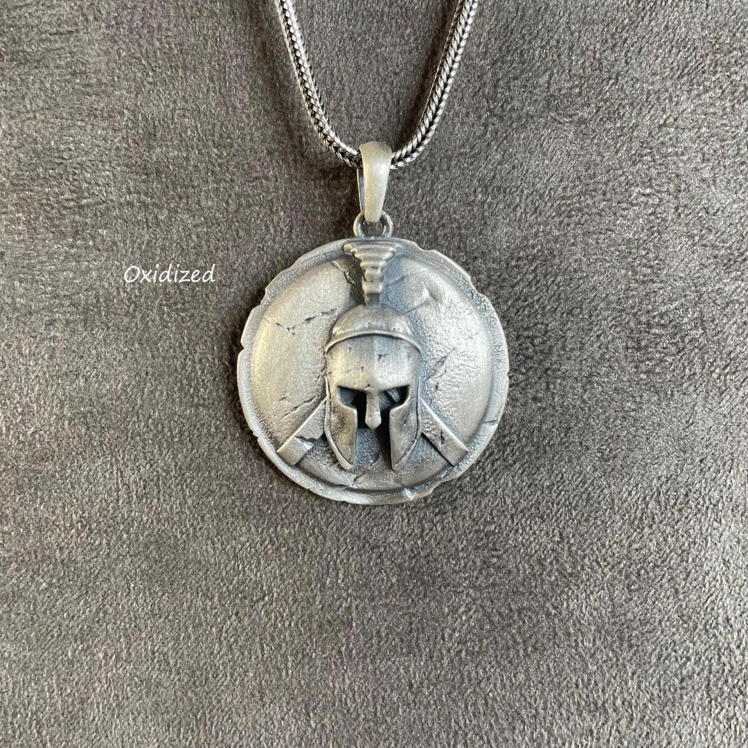 Sterling Silver 300 Spartan Helmet Pendant, Ancient Greek Warrior ...
