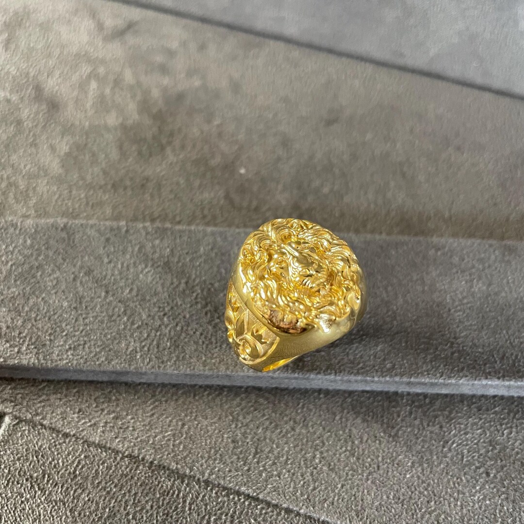 Lion Head Ring, 14K Real Gold Lion Ring, Fleur De Lis Ring, Leo Zodiac ...