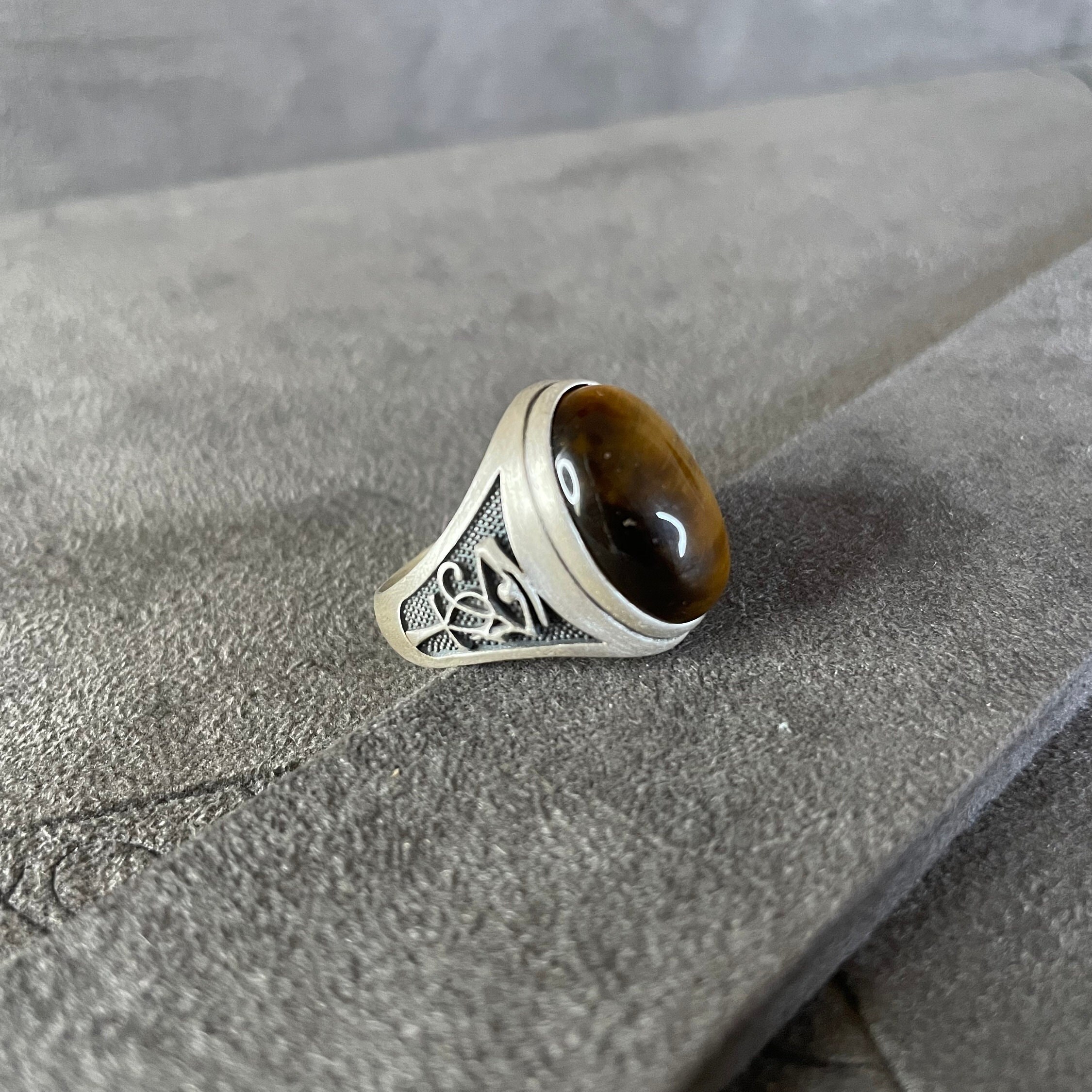 Eye of Horus and Ankh With Tiger Eyes Ring, Sterling Silver Eye of Ra ...