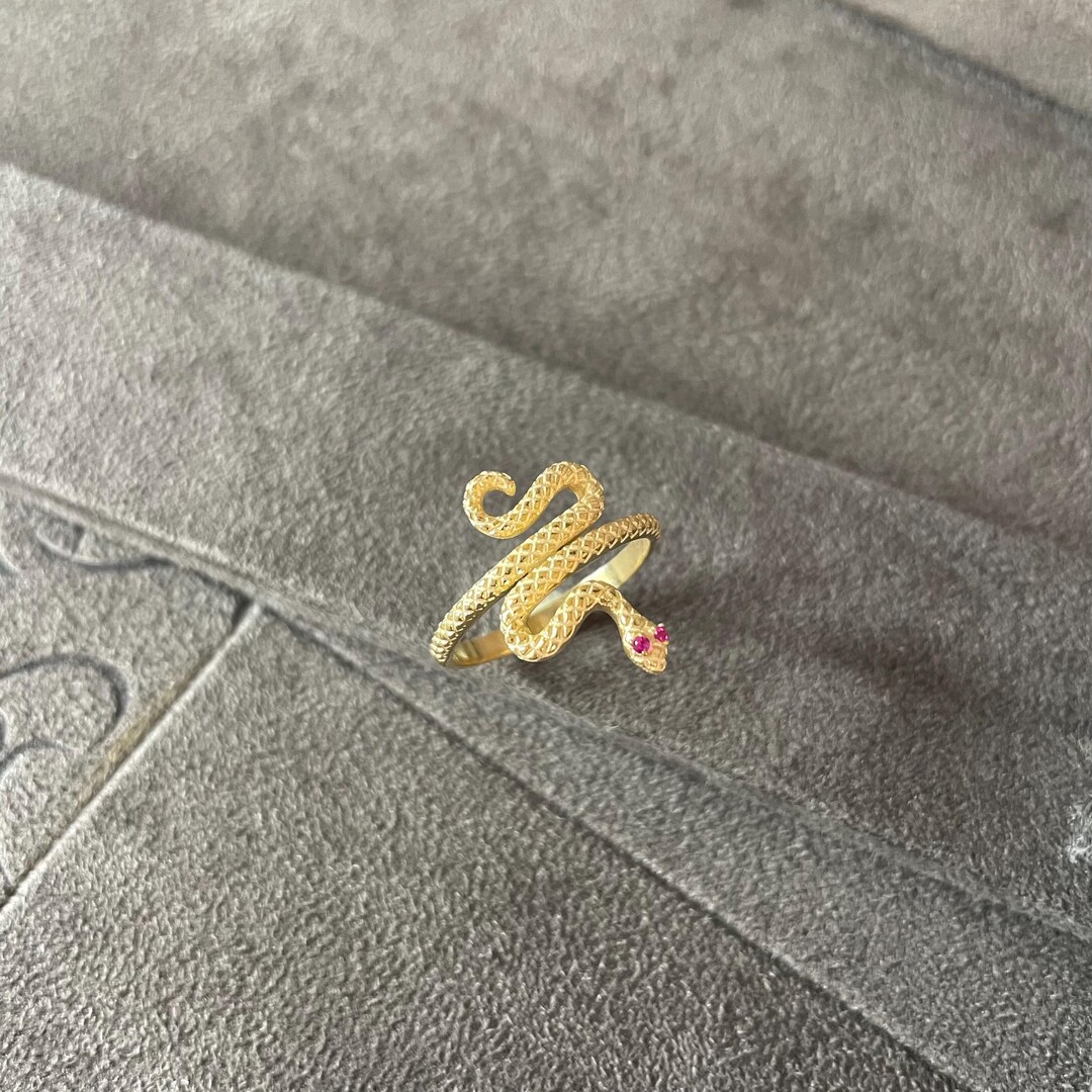 Snake Ring, 14K Solid Gold Serpent Ring, Men Women Ouroboros Ring, Wrap ...