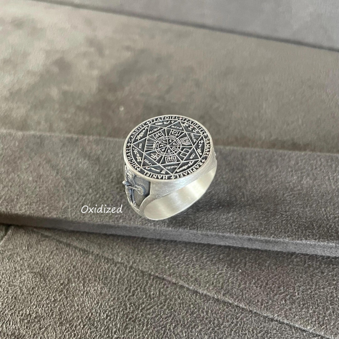 Archangel Pentagram Ring, Sterling Silver Jesus Crucifix Ring, St ...