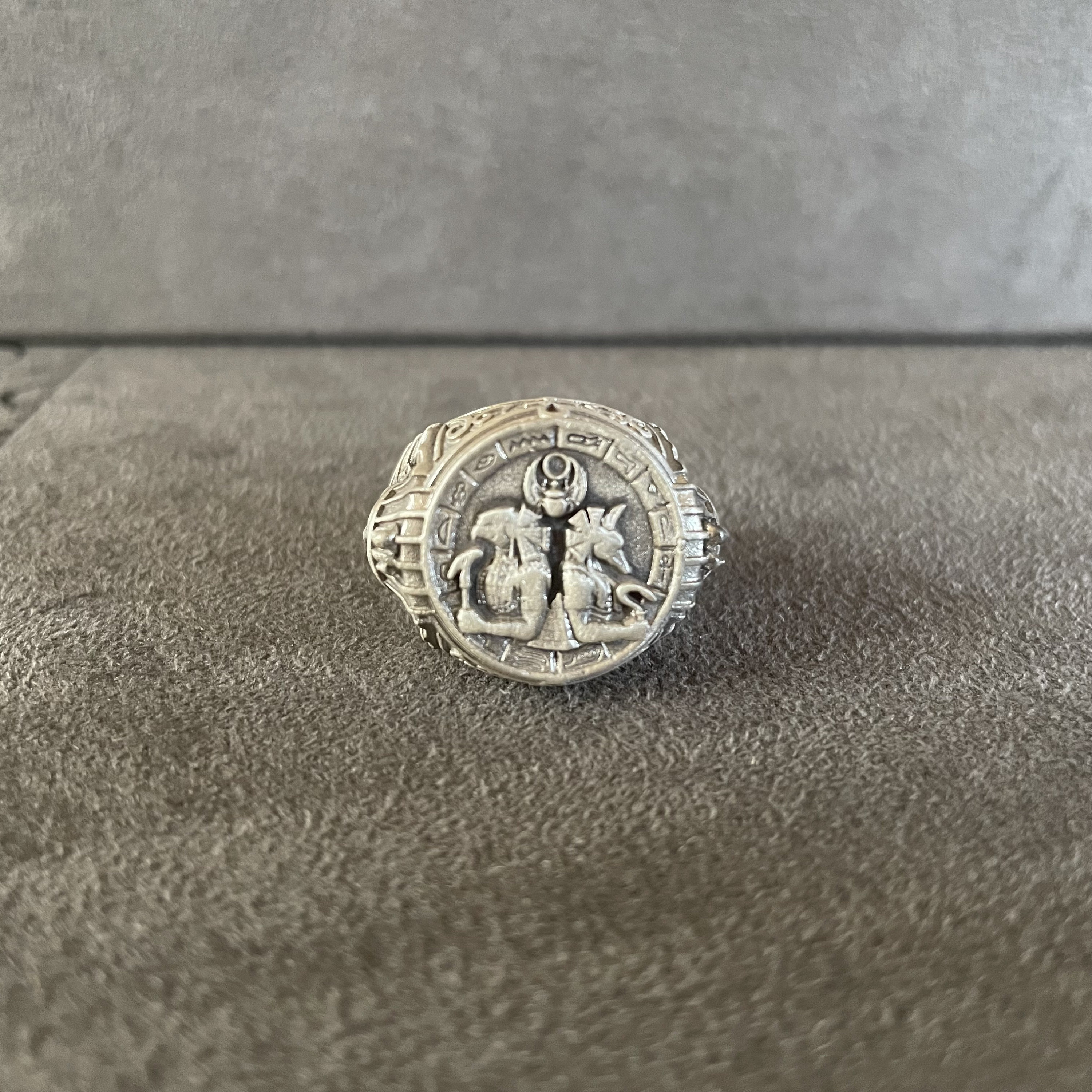 Horus Anubis Ring, Sterling Silver Ankh Signet Ring, Mythology Jewelry ...