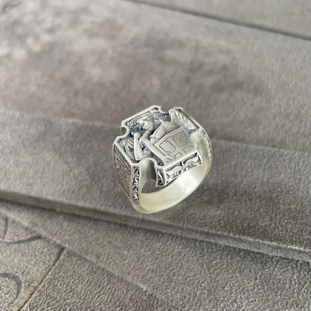 Saint Michael Archangel Ring, Sterling Silver St. Michael Ring, Patron ...
