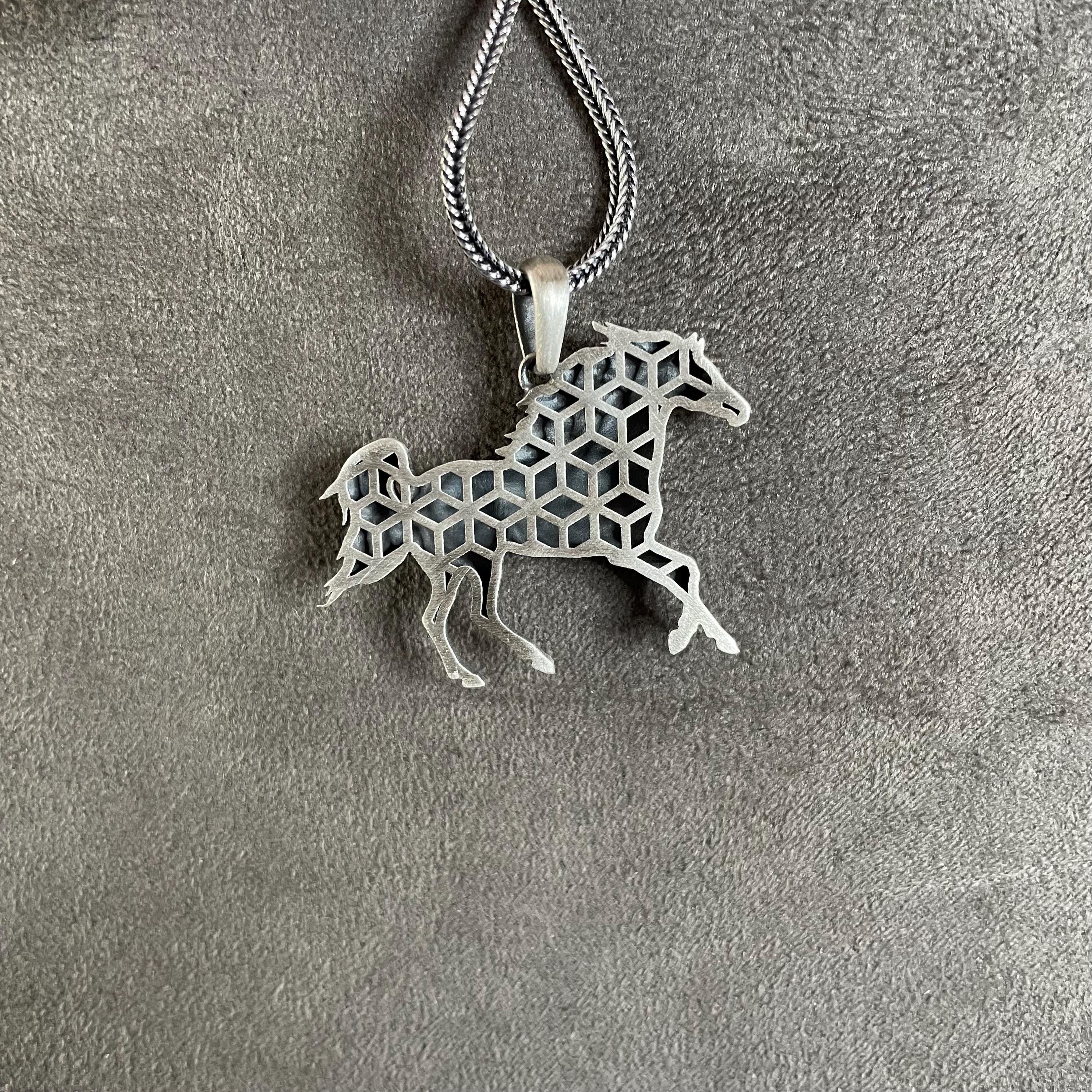 Sterling Silver Running Horse Necklace, Prancing Mane Detail, Animal ...