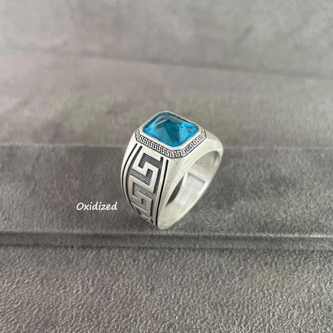 Ancient Greek Mythology Ring, Sterling Silver Gemstone Men Ring ...