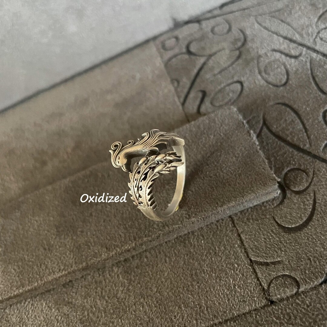 Sterling Silver Phoenix Ring, Fire Bird Mythology Band, Gift for Men ...