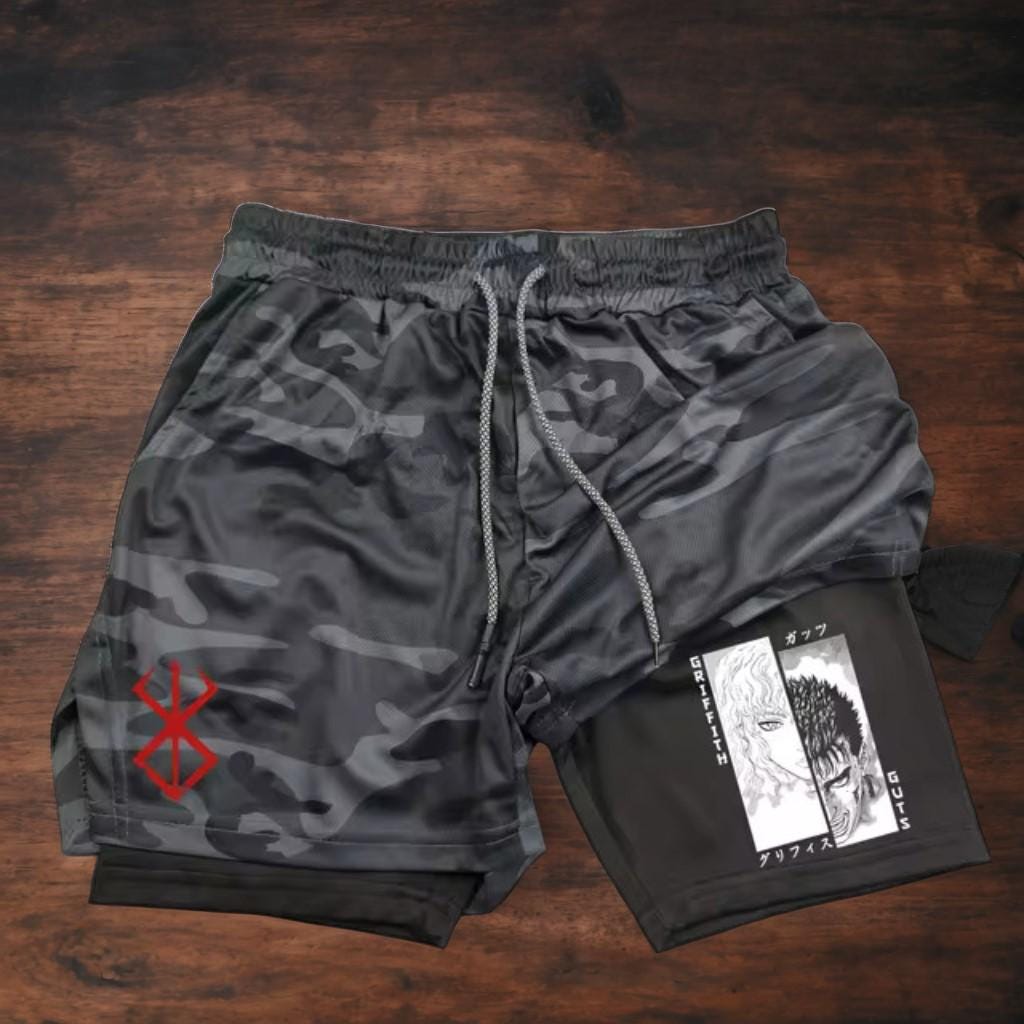 Berserk Guts Men's Double Layered Sports Shorts, Quick Drying 2-in-1 ...