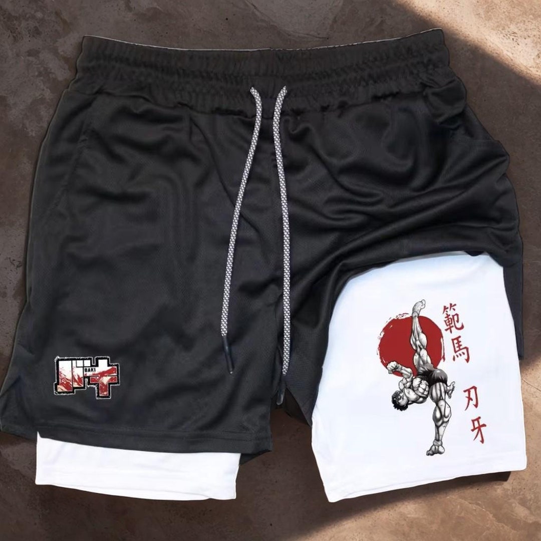 Ultimate Men's Performance Shorts Anime Baki 2-in-1 Gym Shorts Quick ...