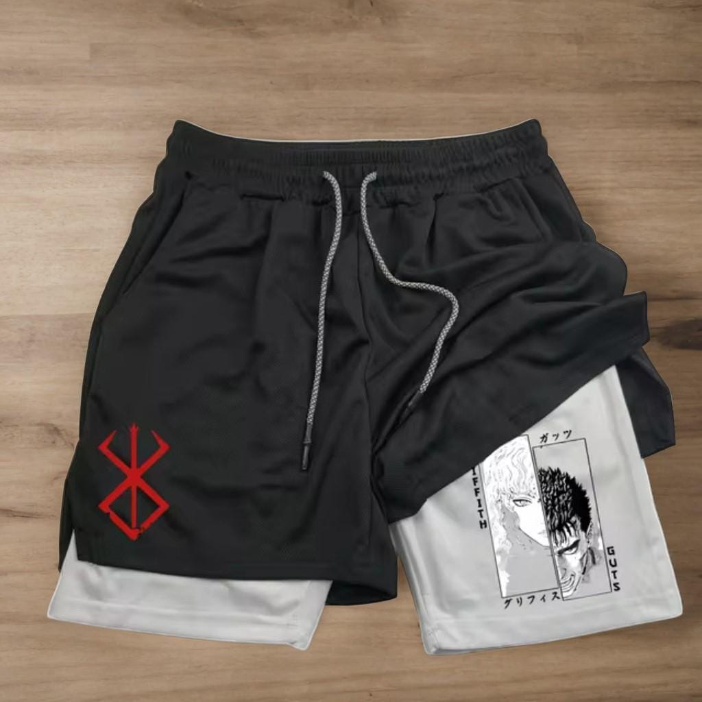 Berserk Guts Men's Double Layered Sports Shorts, Quick Drying 2-in-1 ...