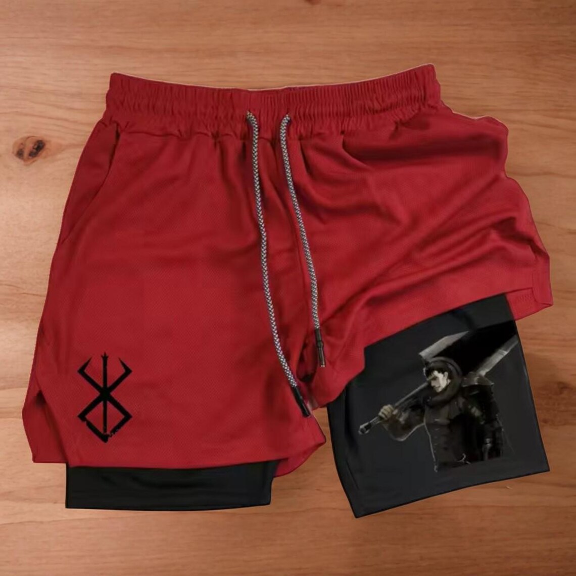 Berserk Guts Men's Double Layered Sports Shorts, Quick Drying 2-in-1 ...