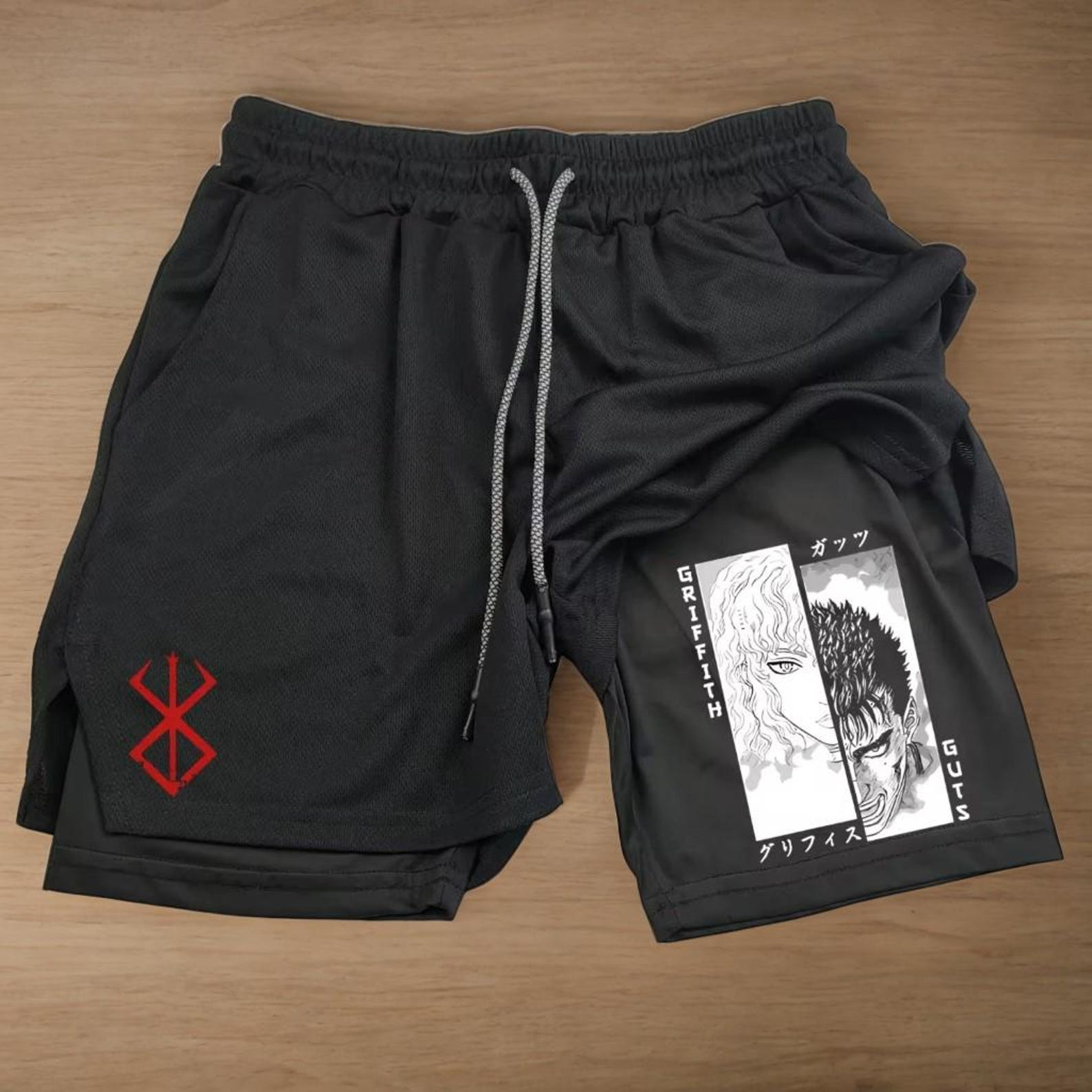 Berserk Guts Men's Double Layered Sports Shorts, Quick Drying 2-in-1 ...