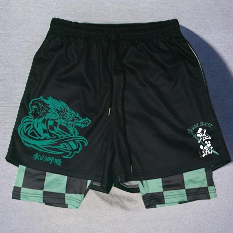 Demon Slayer Hashibira Inosuke Sport Shorts Men 2 in 1 Jogging Running ...