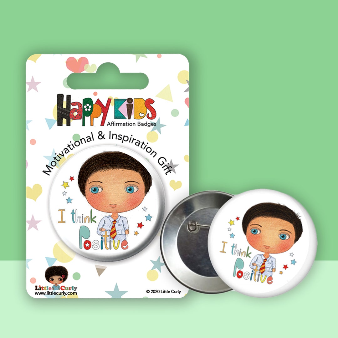 Affirmation Badge - I Think Positive | Empowering Pins for Kids ...