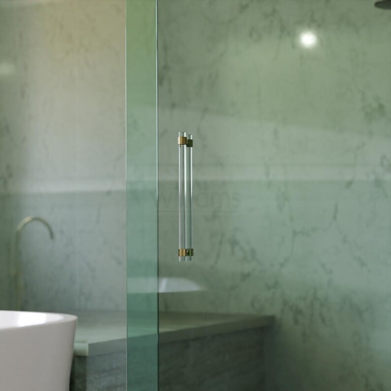Acrylic Shower Door Pulls | Sleek Bathroom Hardware, Clear Lucite ...