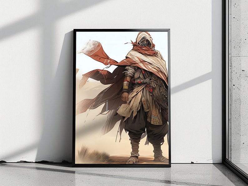 Afrofuturism Concept Art Desert Nomad Portrait 3D Ancient Mage Desert ...