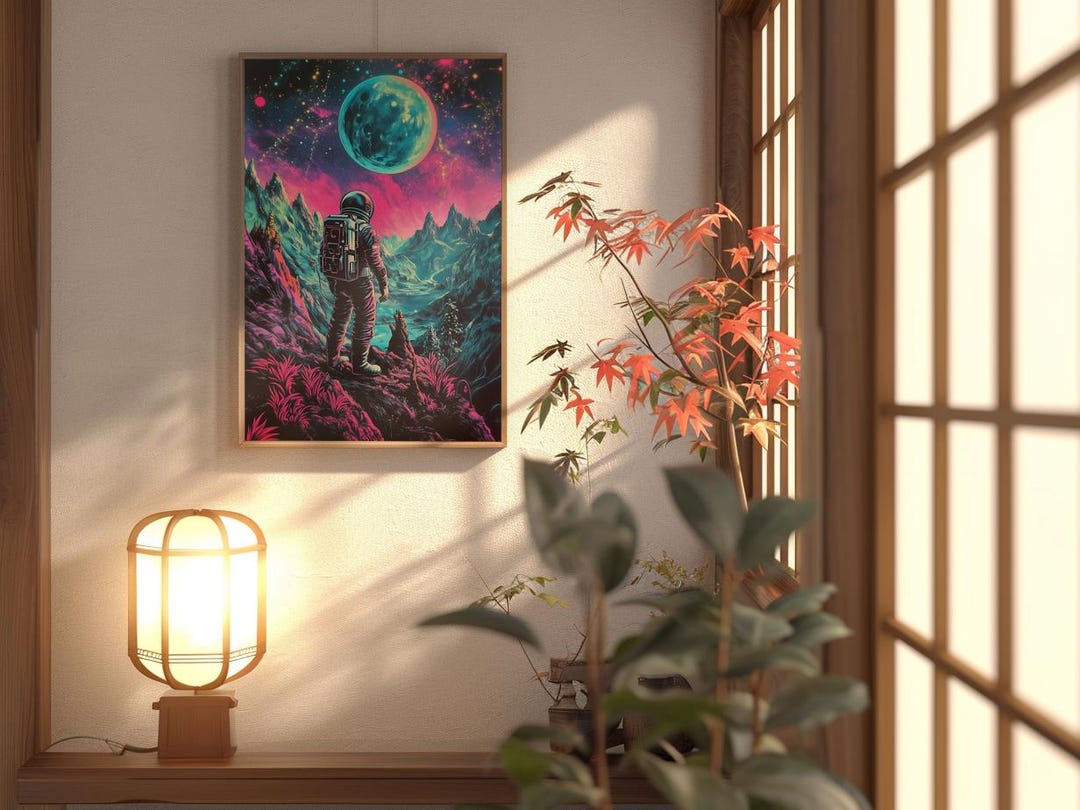 Retro 1980s Airbrush Art | Astronaut on Alien Planet | Flora Fauna ...