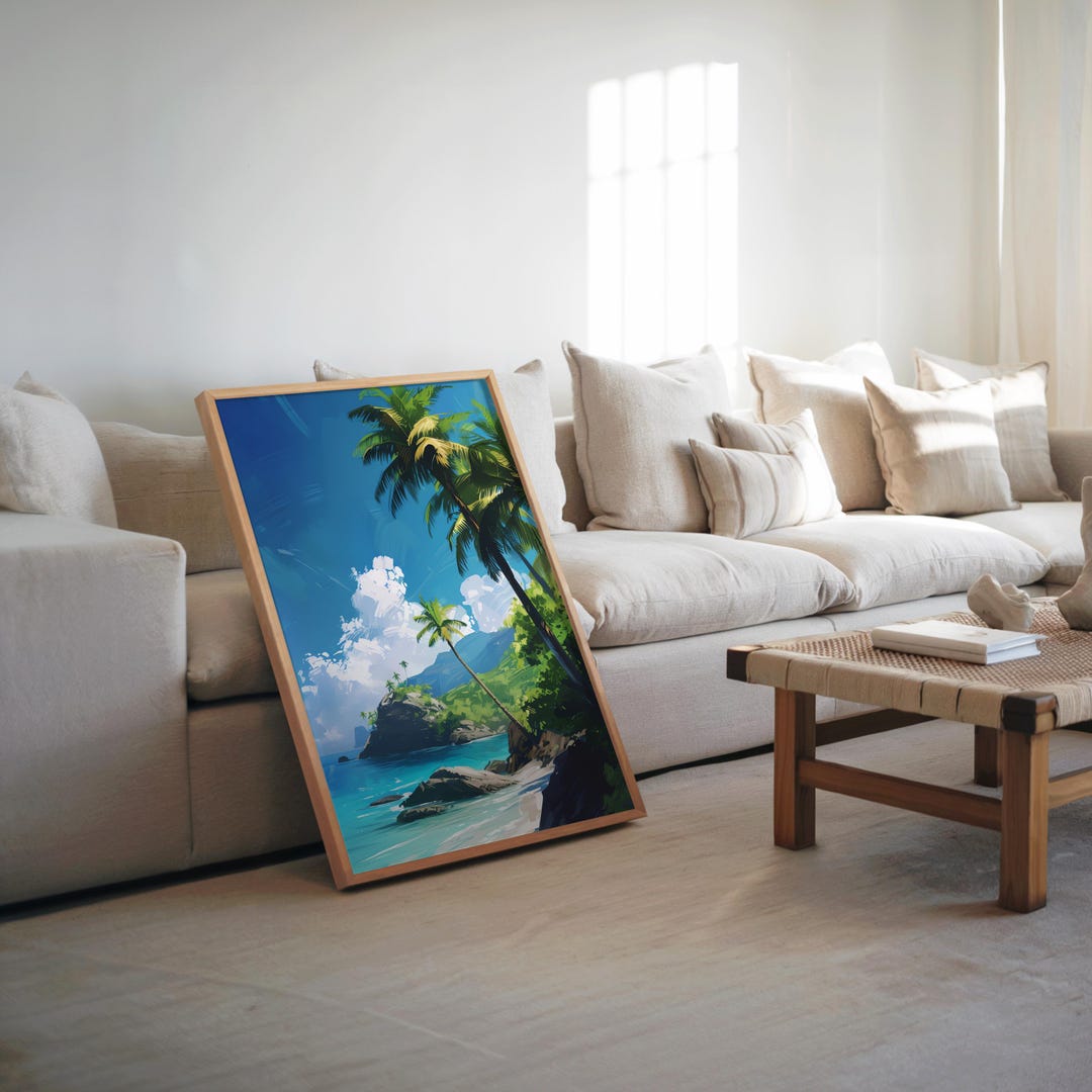 Tropical Beach Impression | Palm Tree Art | Mountain Digital Oil ...