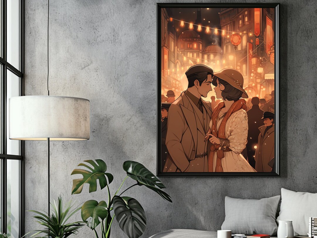Romantic Harlem Renaissance City Street Comic Panel Vintage Poster Art ...