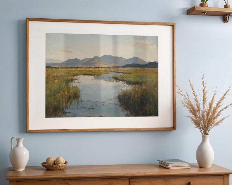 Landscape Art Print | River Scene | Field Poster | Nature Wall Decor ...