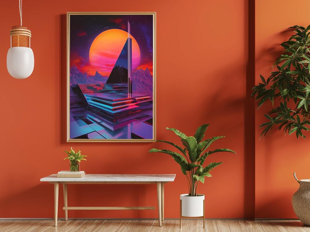 Neon Lit Vaporwave Sculpture Poster: Bold 1980s Aesthetic | Retro ...