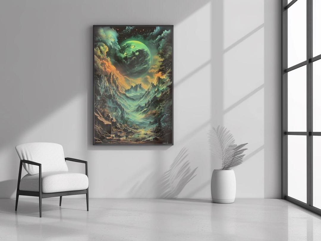 1980s Airbrush Poster Alien World Exploration Brave Pioneers Stormy ...