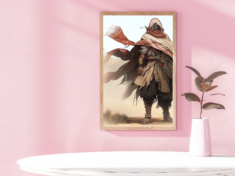 Afrofuturism Concept Art Desert Nomad Portrait 3D Ancient Mage Desert ...