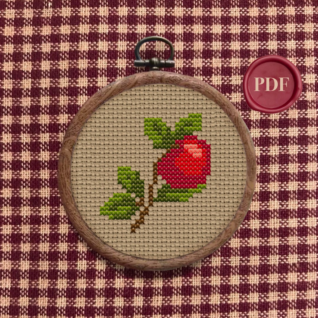 Vintage Apple Cross Stitch Pattern - Downloadable PDF - Small Simple ...