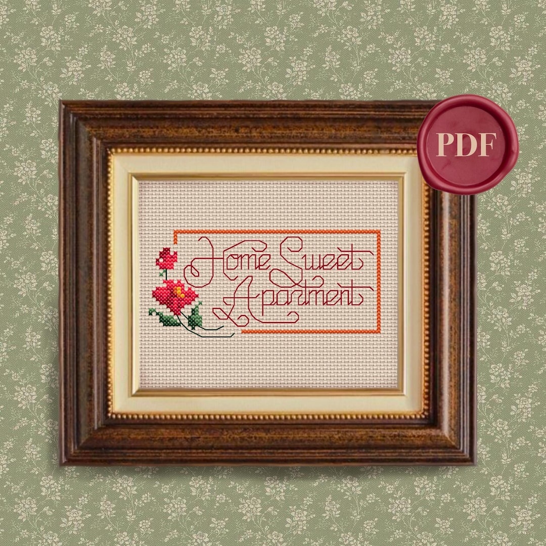 Vintage Home Sweet Apartment Cross Stitch Pattern - Downloadable PDF ...
